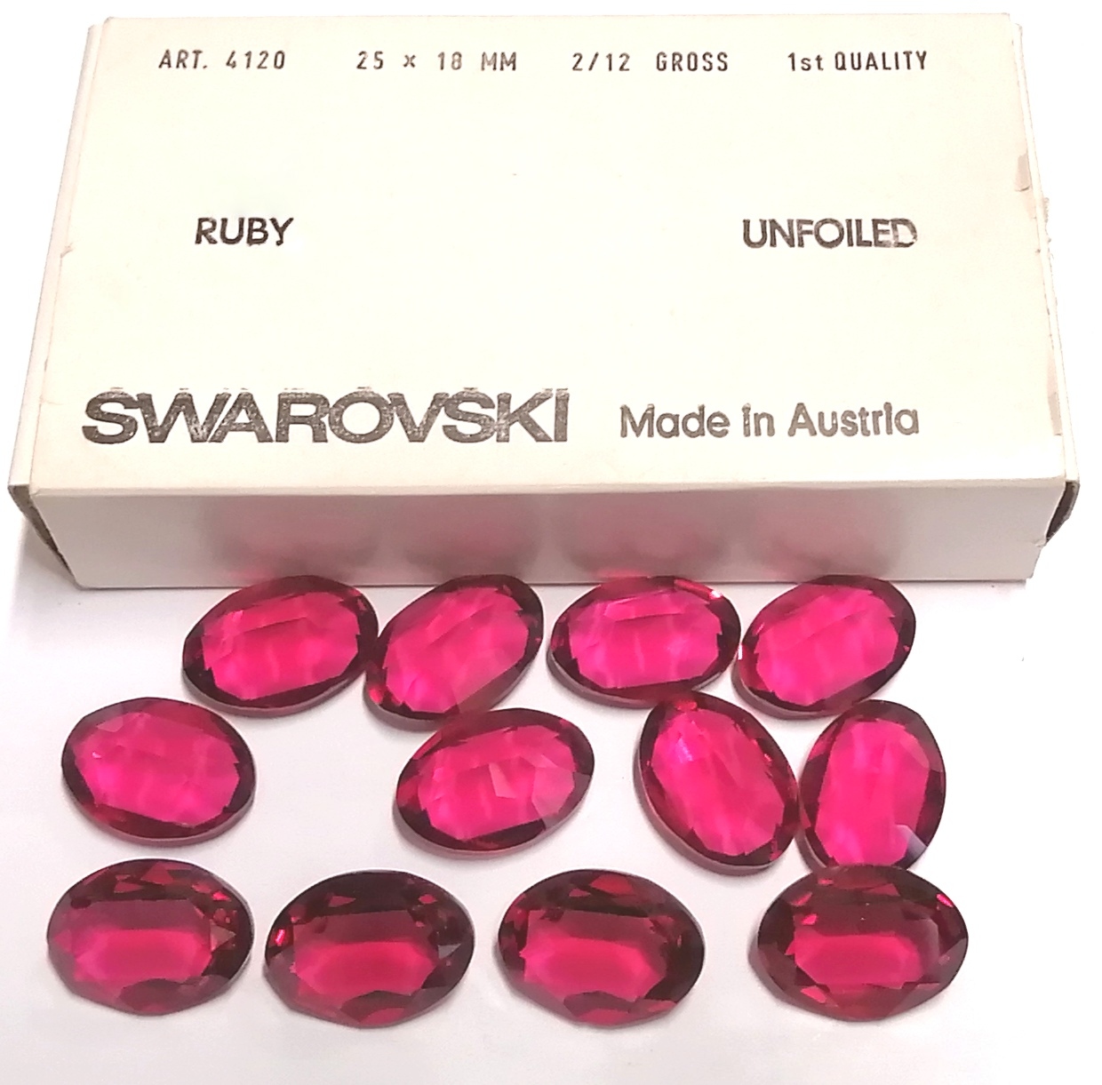 SWAROVSKI STONES - ART. 4120 25X18MM UNFOILED RUBY OVAL STONES -48 ...