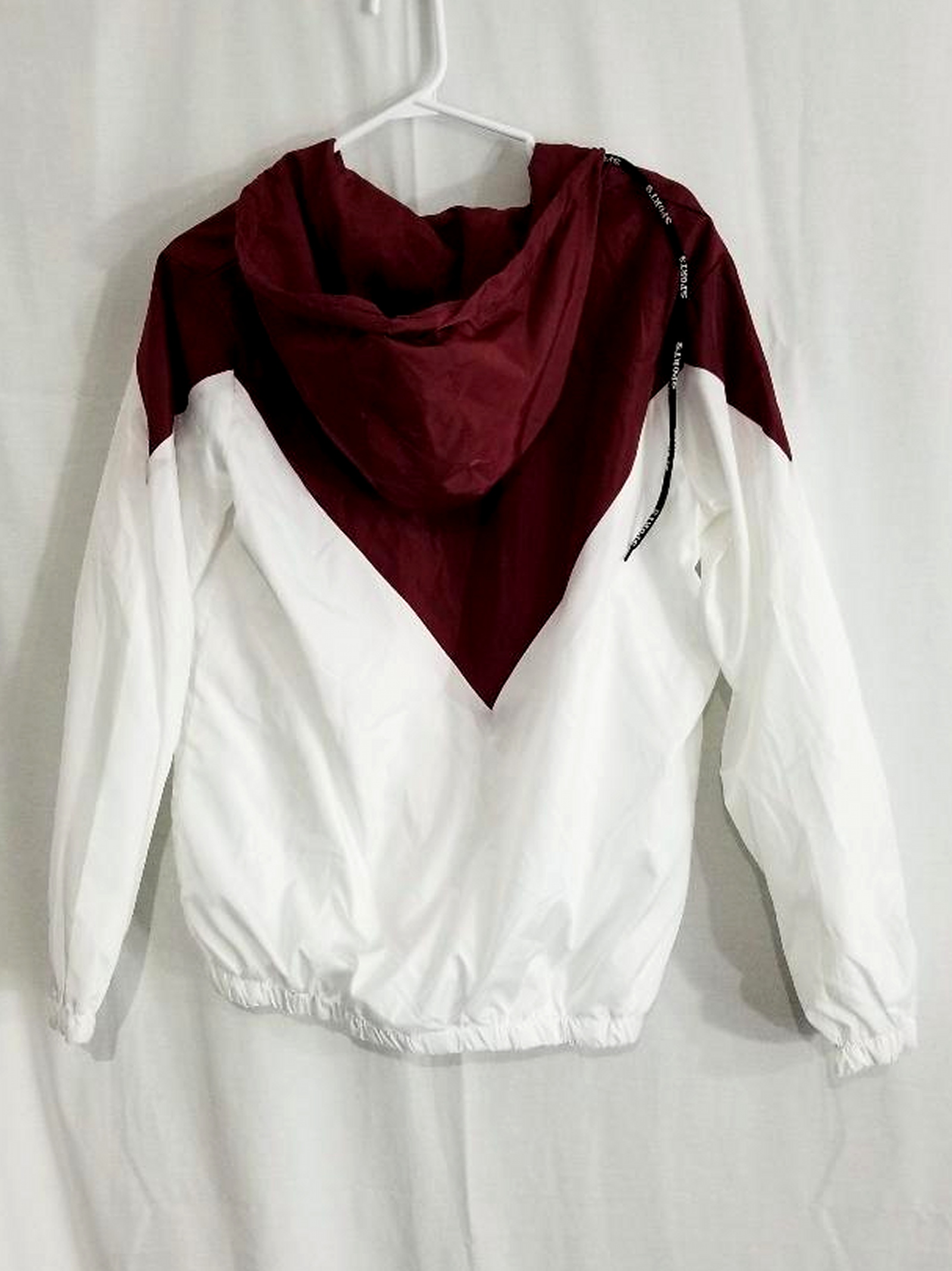 NWT Ladies Two Tone Hooded Windbreaker - Red With White Size M ...
