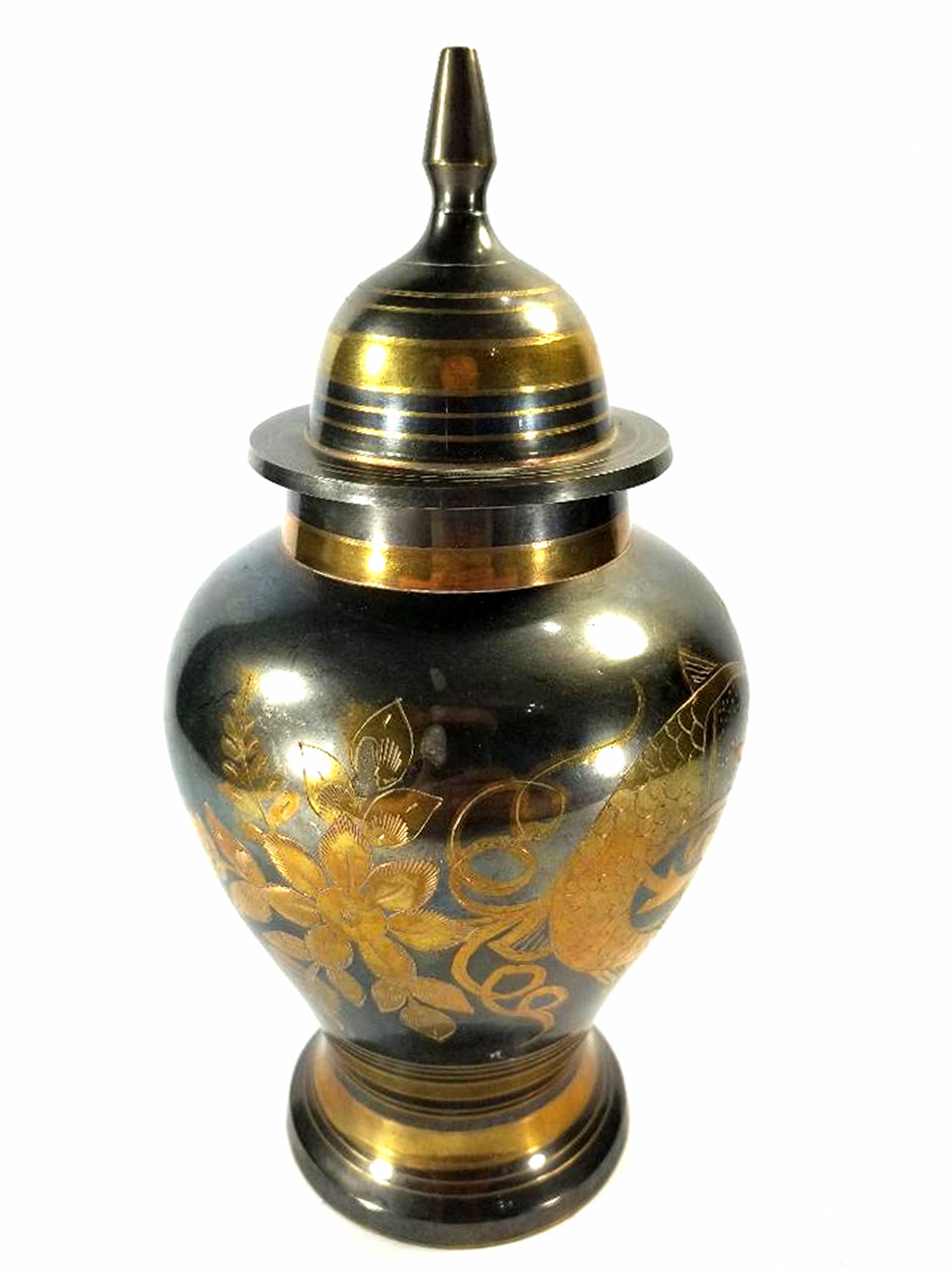 Vintage Solid Hand Made Etched Brass Ginger Jar | Property Room