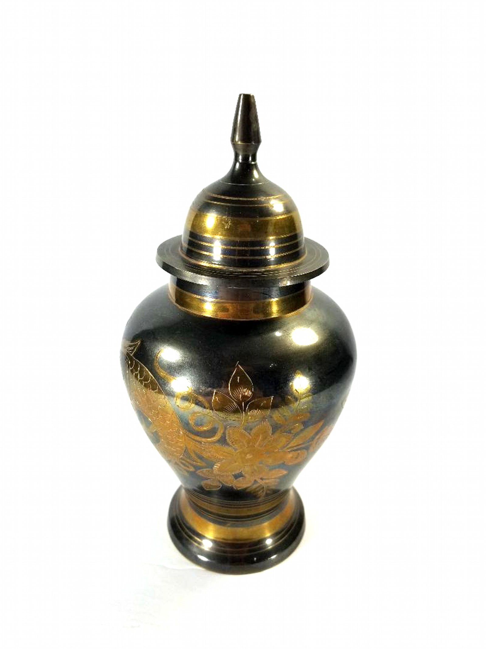 Vintage Solid Hand Made Etched Brass Ginger Jar | Property Room