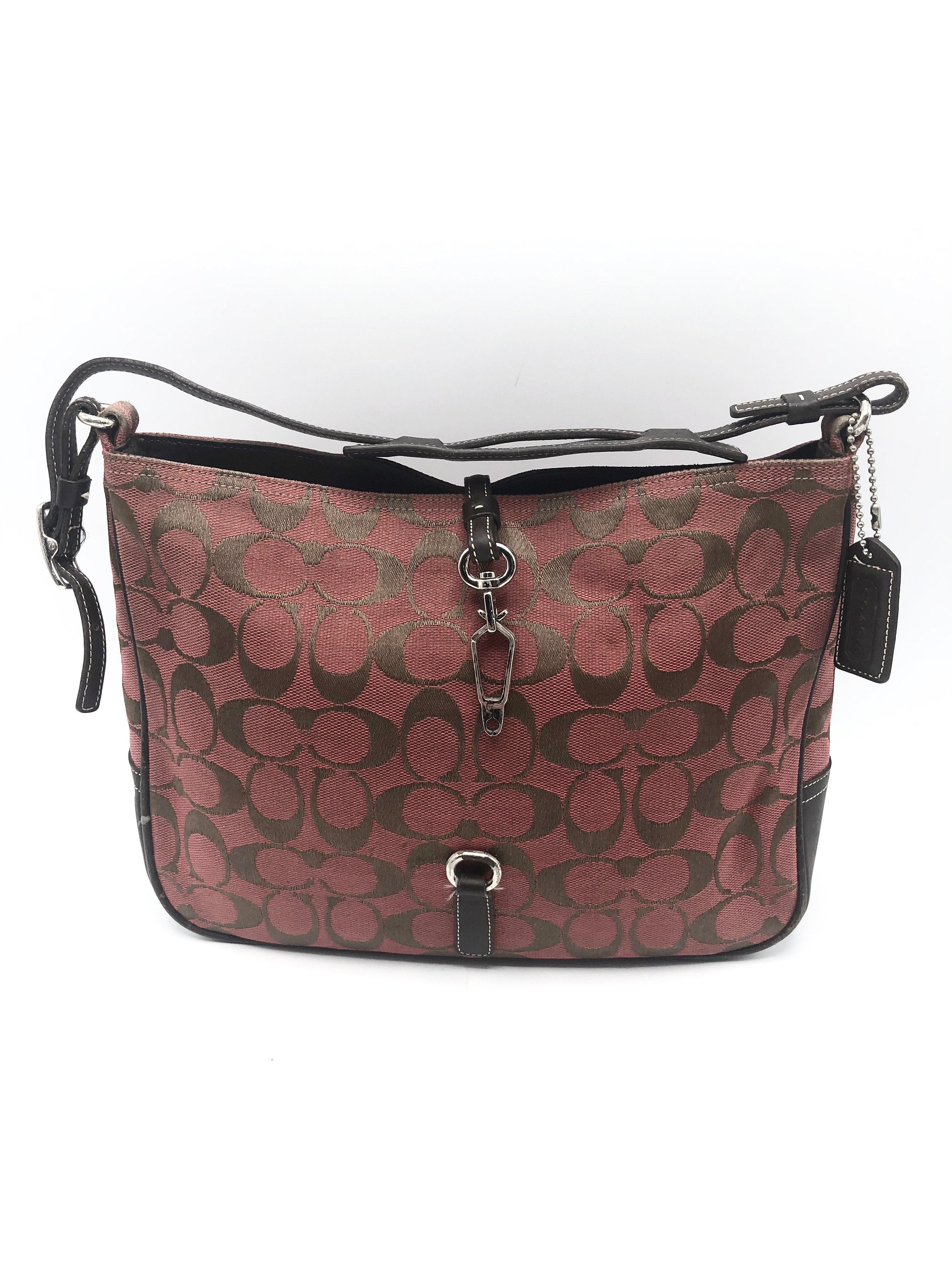 Coach Hampton #6091 Monogram Clip Purse Red & Brown Retail $278 ...