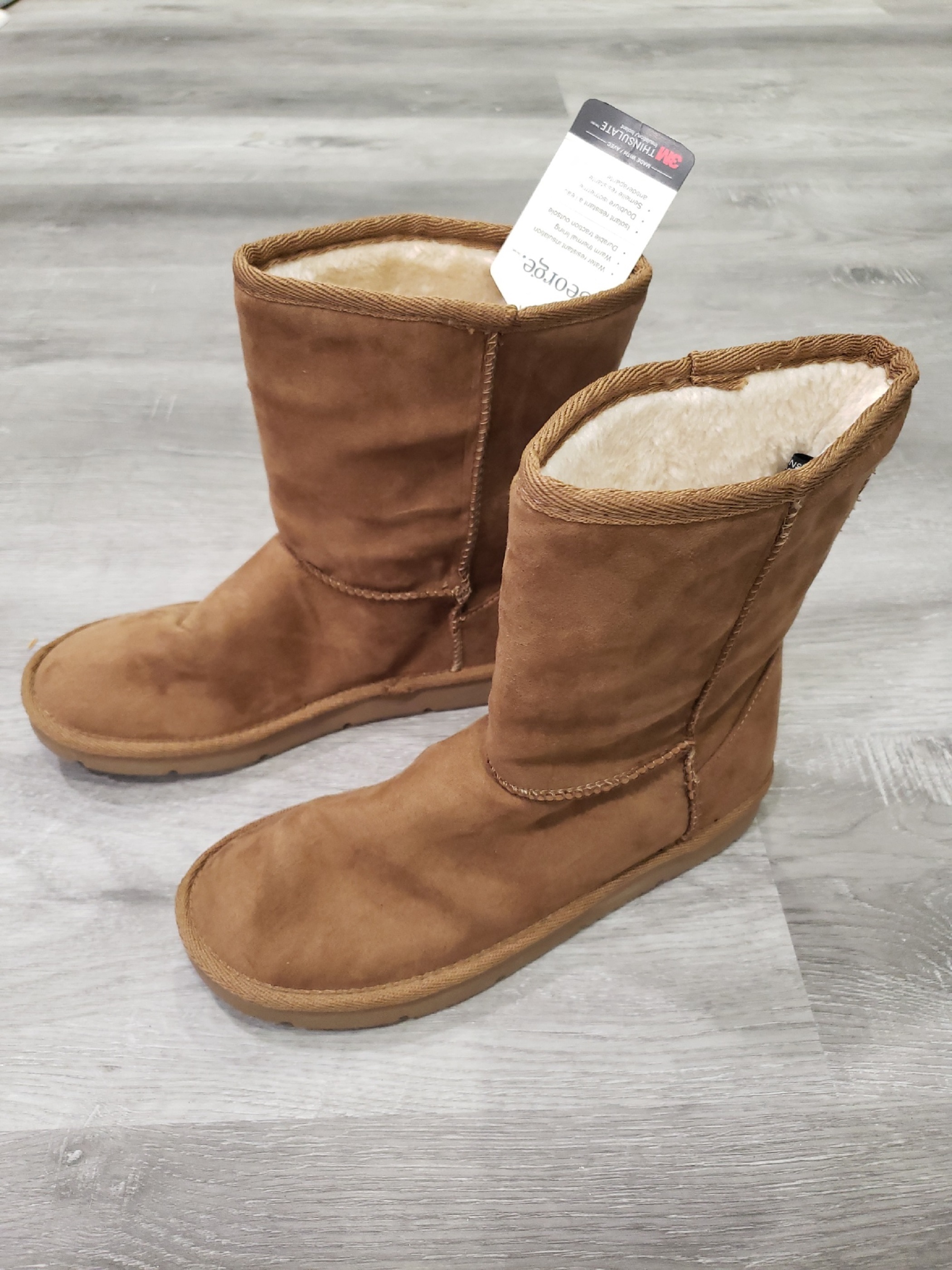 NWT GEORGE Ladies Mid-Calf Brown PU Suede Snow Boots Sz 8-US | Property ...
