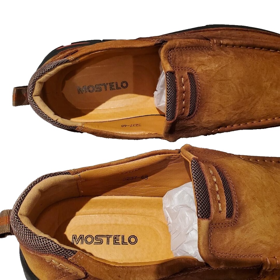 MOSTELO Men's Casual Slip-On Loafers in Classic Hiking Outer Leather ...
