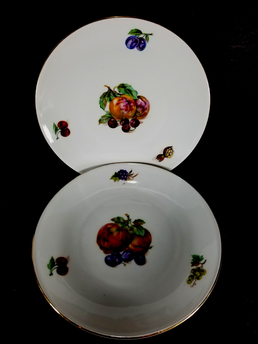 Two German Kahla Plates Hand Painted Fruit | Property Room