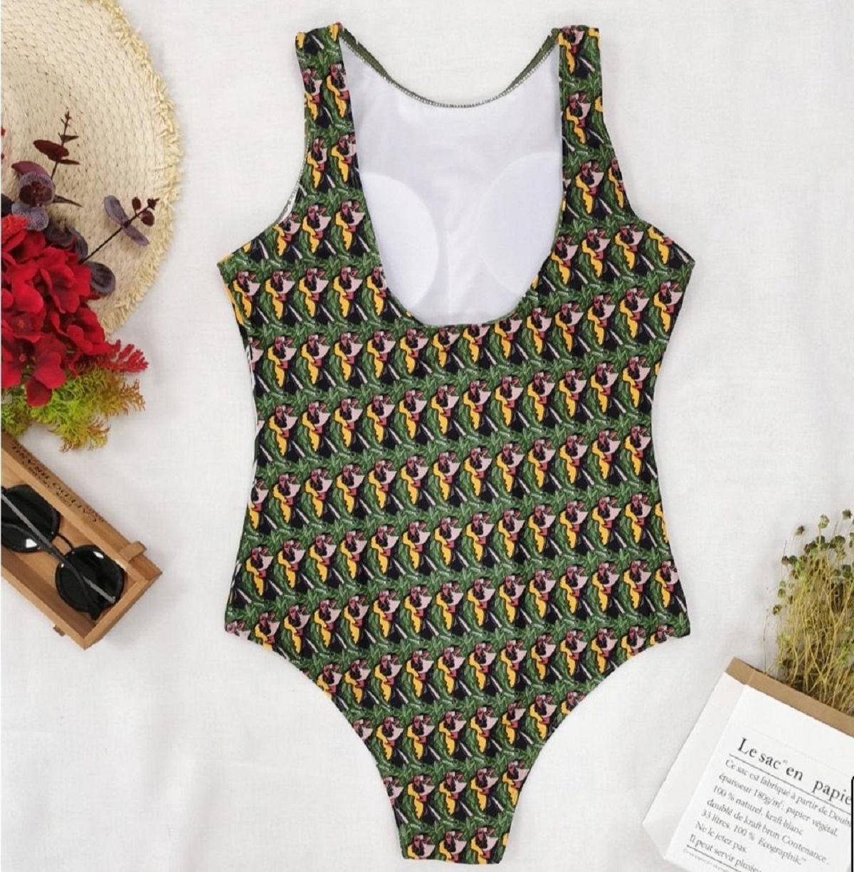 WOMEN GRAFFITI ABSTRACT PRINT ONE PIECE BACKLESS SWIMWEAR-XL | Property ...