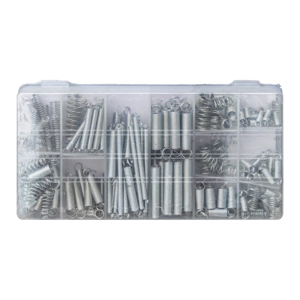 200pc Spring Assortment Set Zinc Plated Steel Compression & Extension ...
