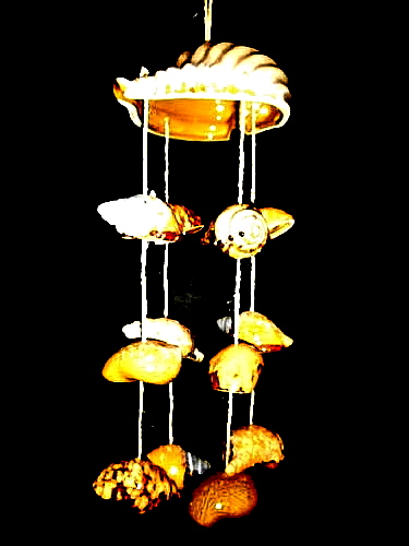 Hand Painted Porcelain Conch & Sea Shells Wind Chime | Property Room