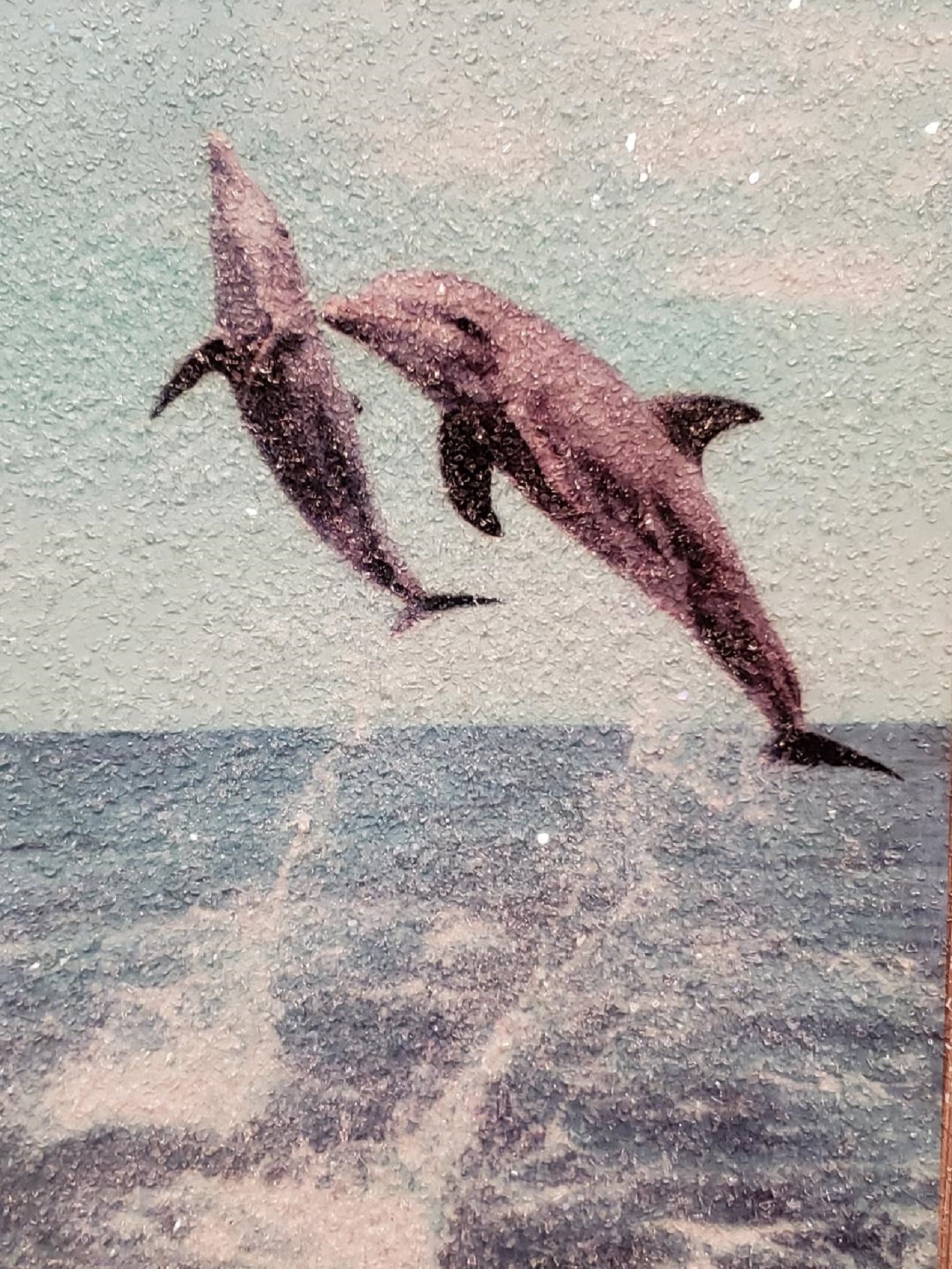 Crystal Like Sparkle Overlay Dolphins Print Ceramic Wall Hanging ...