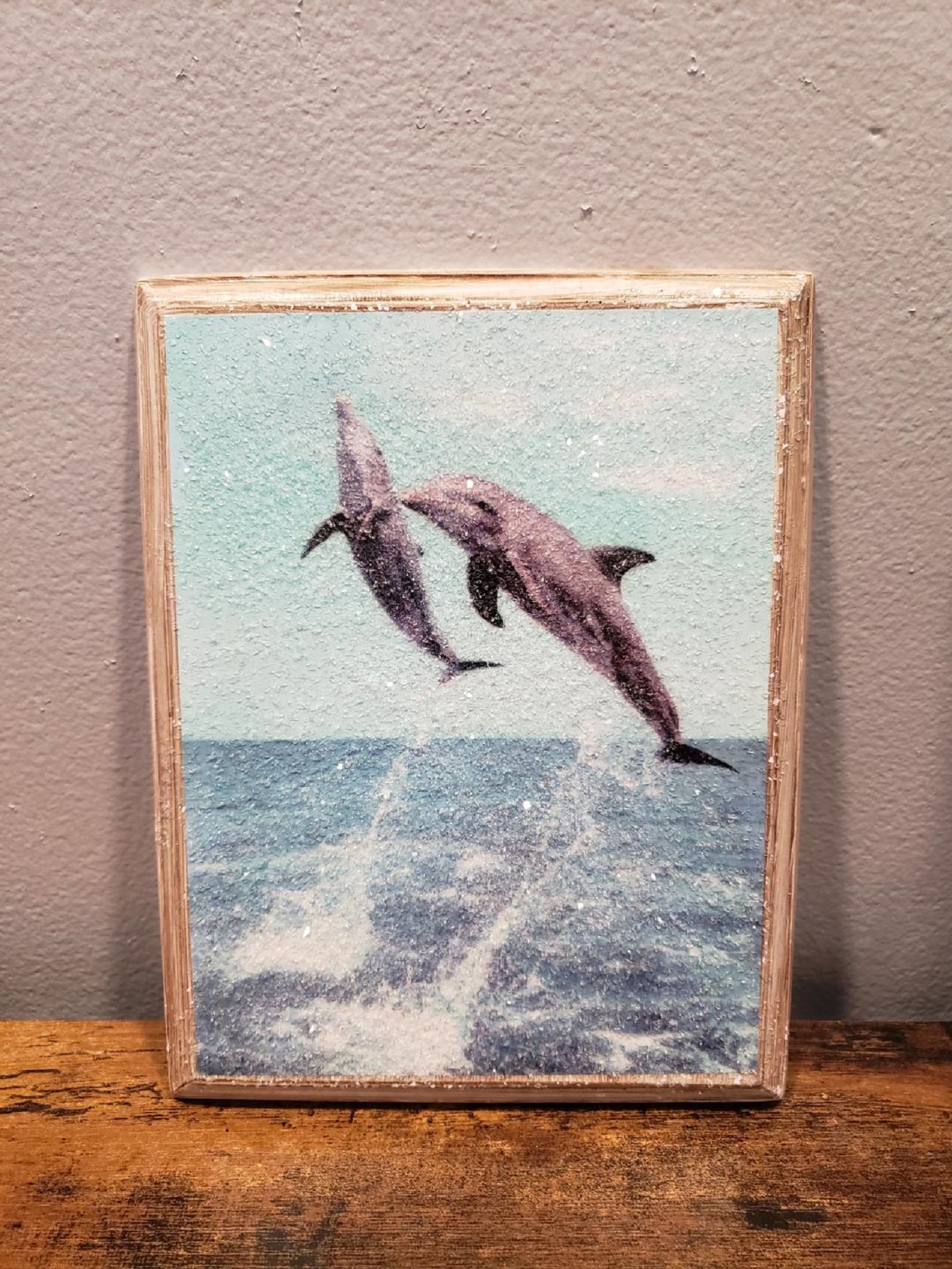 Crystal Like Sparkle Overlay Dolphins Print Ceramic Wall Hanging ...
