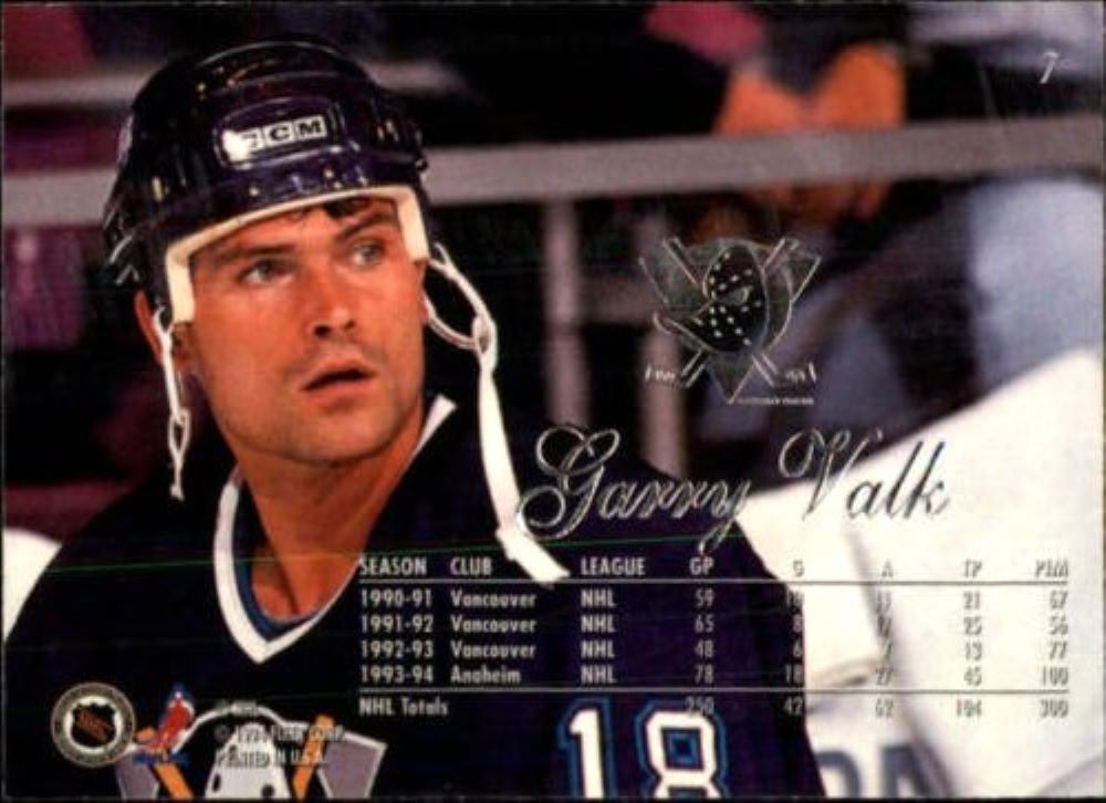 1994-95 Flair NHL Hockey #7 Garry Valk Mighty Ducks of Anaheim Card ...
