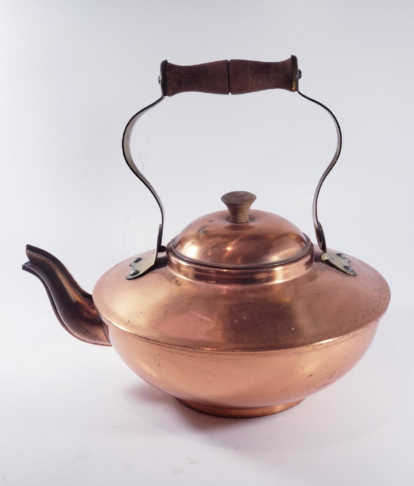 Vintage Copper Tea Kettle with Wood Handle - Made in Portugal ...