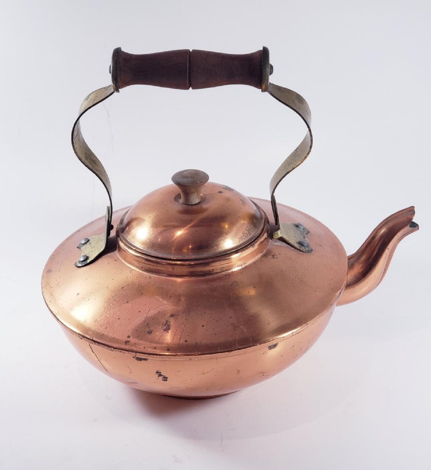 Vintage Copper Tea Kettle with Wood Handle - Made in Portugal ...