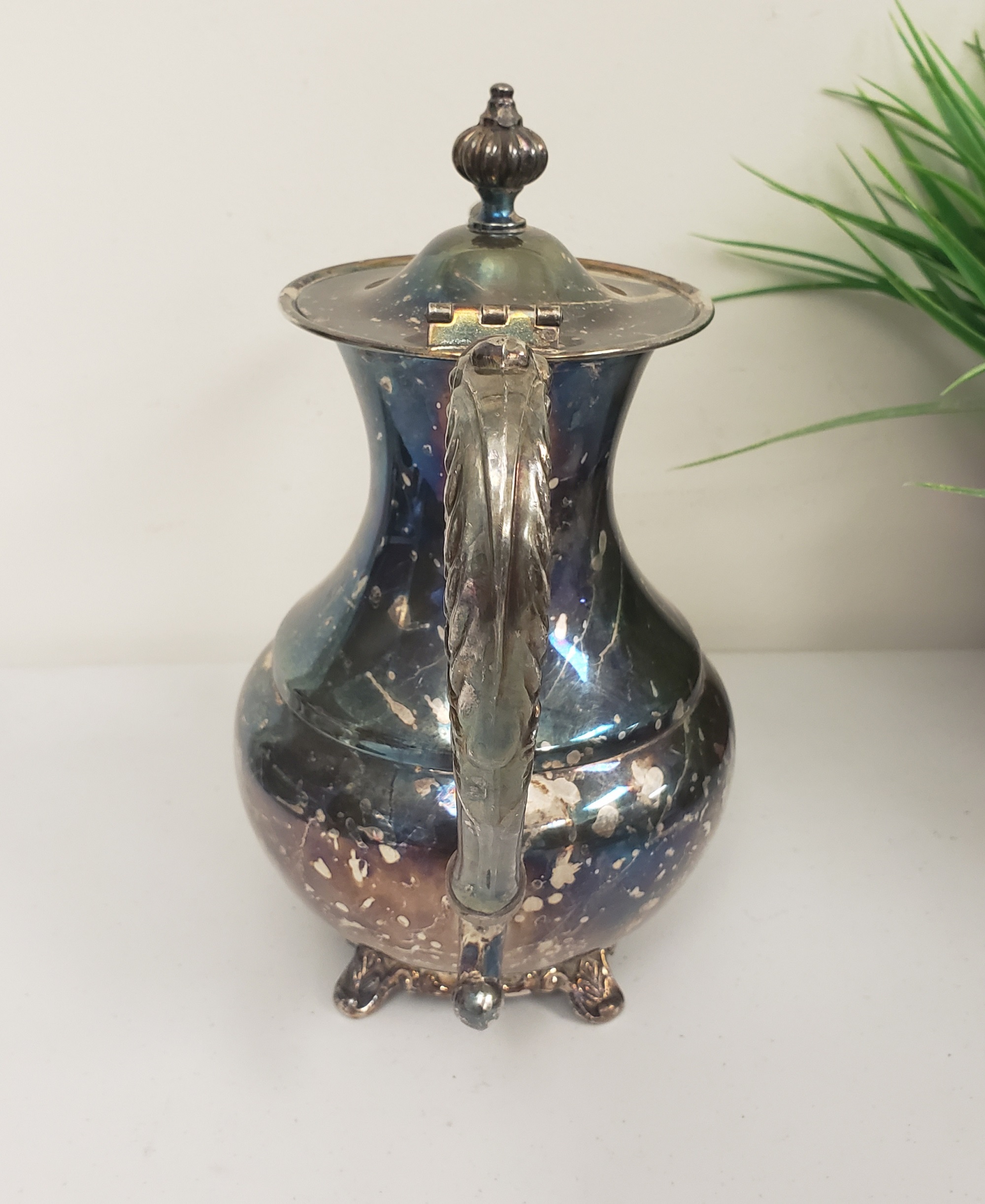 Vintage Four Star Silver Plate E.P. Brass Lead MTS 10"Lx9"H Coffee Pot ...