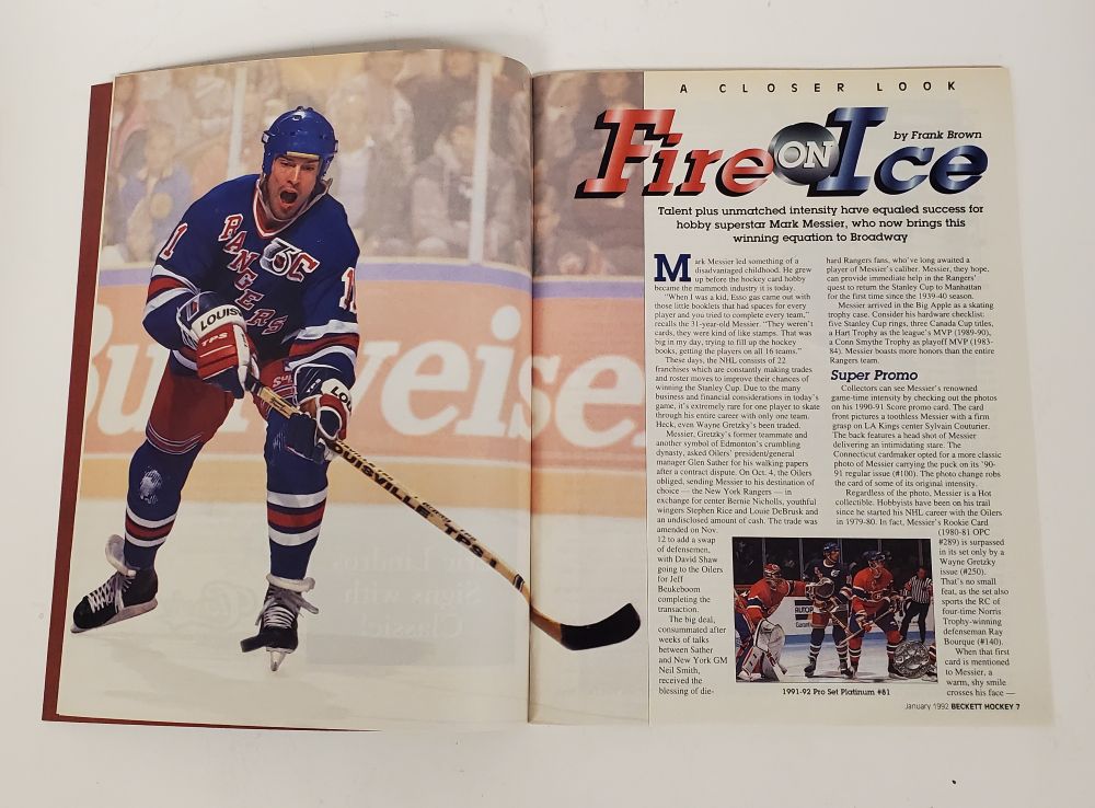 Vintage USA Jan 1992 Beckett Hockey Monthly Mark Messier NY Rangers ...