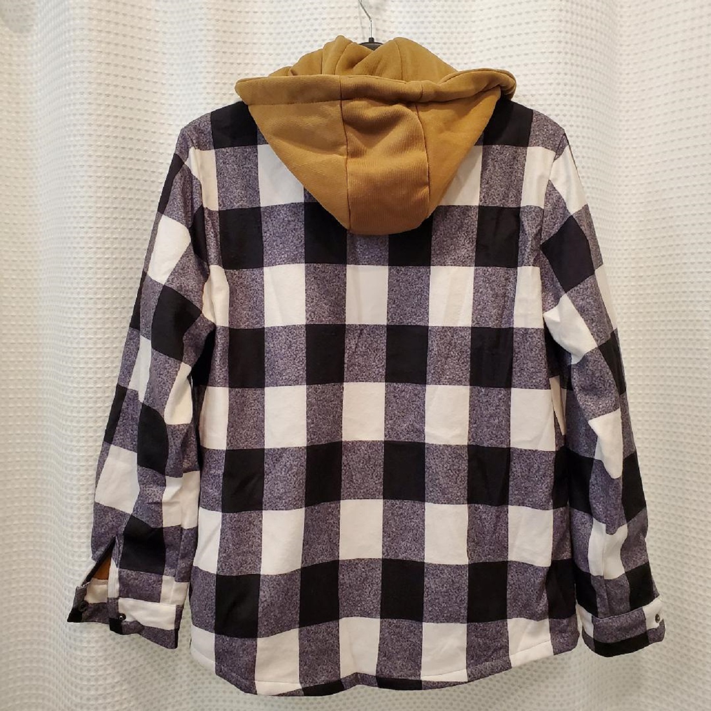 Men's Plaid Solid Zip Button Front Drawstring Hoodie Size-M | Property Room
