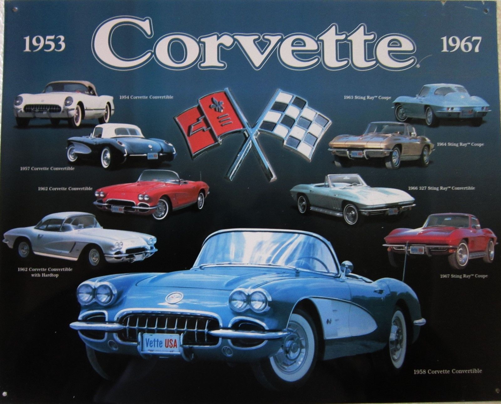 1953 - 1967 Corvette Collage Metal Sign | Property Room