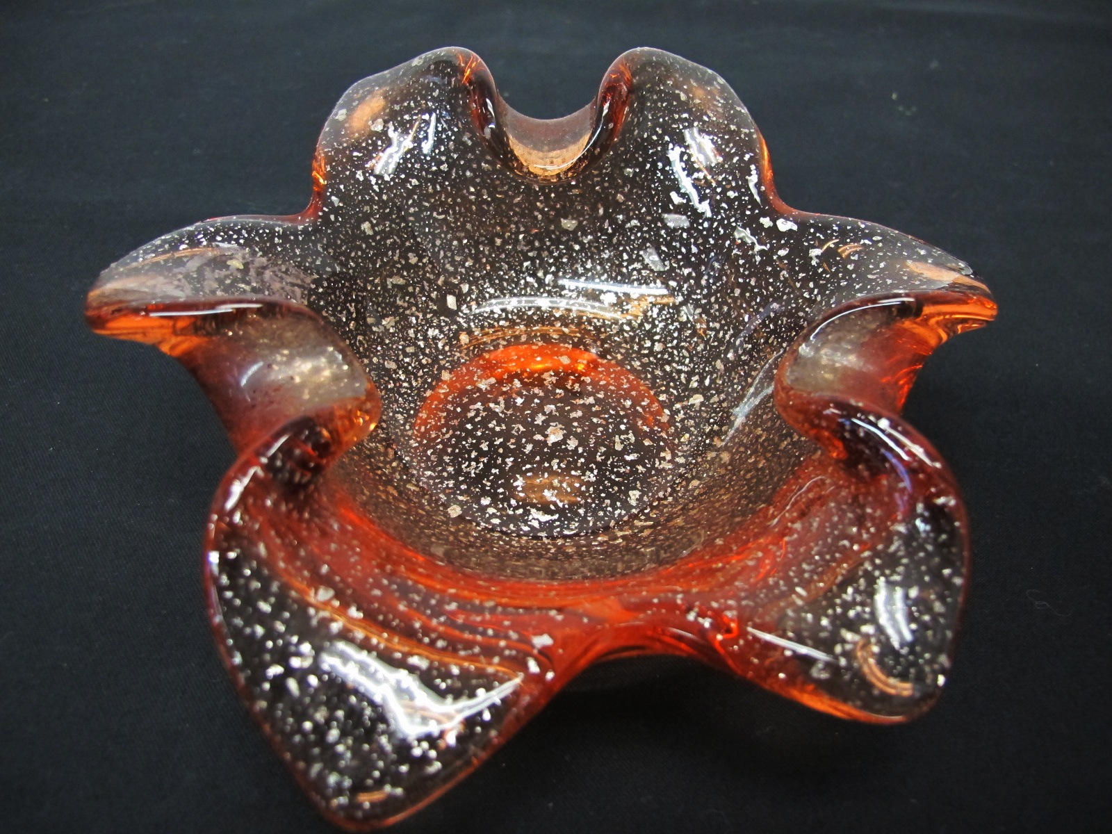 1950s Murano Pink Art Glass Dish with Silver Flakes | Property Room