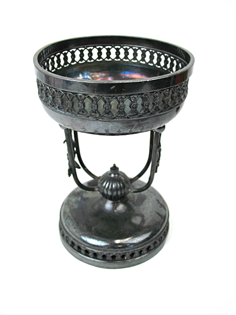 Antique Silver Plated Victorian Candy Dish c. 1900s | Property Room