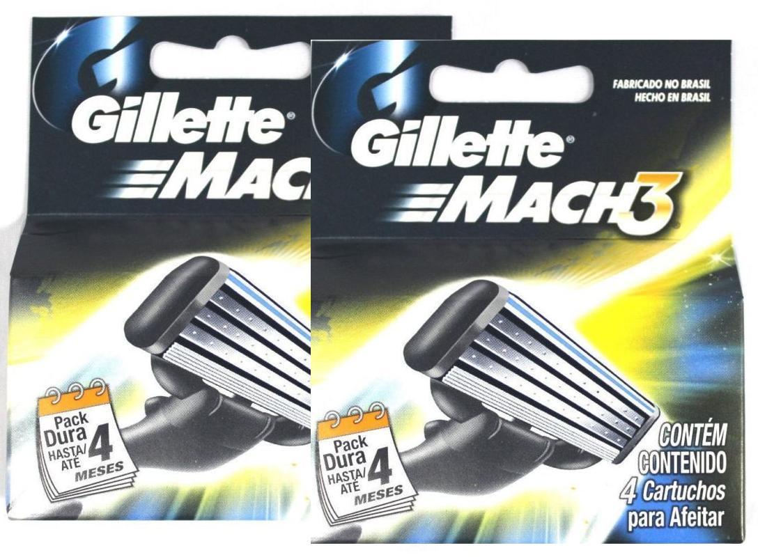 Gillette Mach 3 Mach3 8 Cartridges Refill Razor Blades Blade 2 Pack ...
