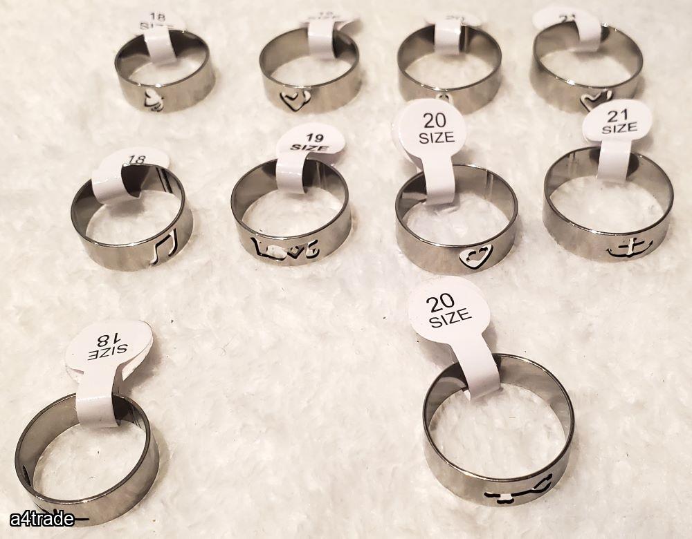 Lot of 10 Various Sizes Mens Stainless Steel Rings | Property Room