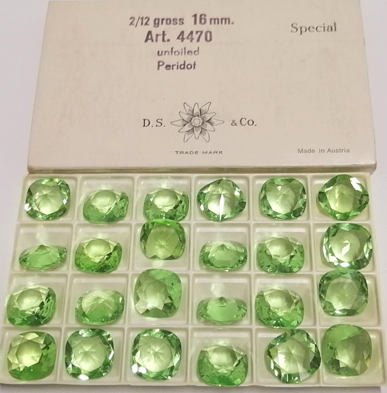 SWAROVSKI STONES - ART 4470 16MM PERIDOT UNFOILED STONES - 72 PIECES ...