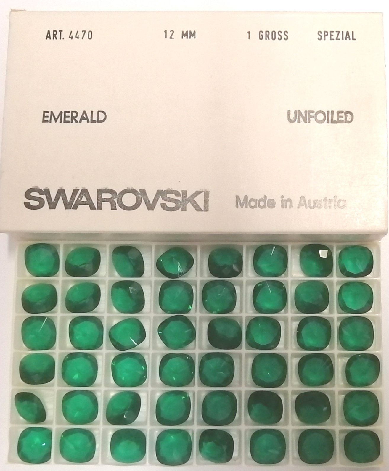 SWAROVSKI STONES - ART 4470 12MM EMERALD UNFOILED STONES - 144 PIECES ...