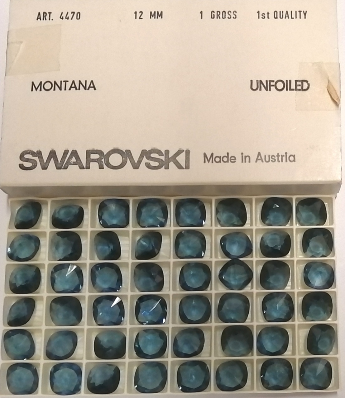 SWAROVSKI STONES - ART 4470 12MM MONTANA UNFOILED STONES - 144 PIECES ...