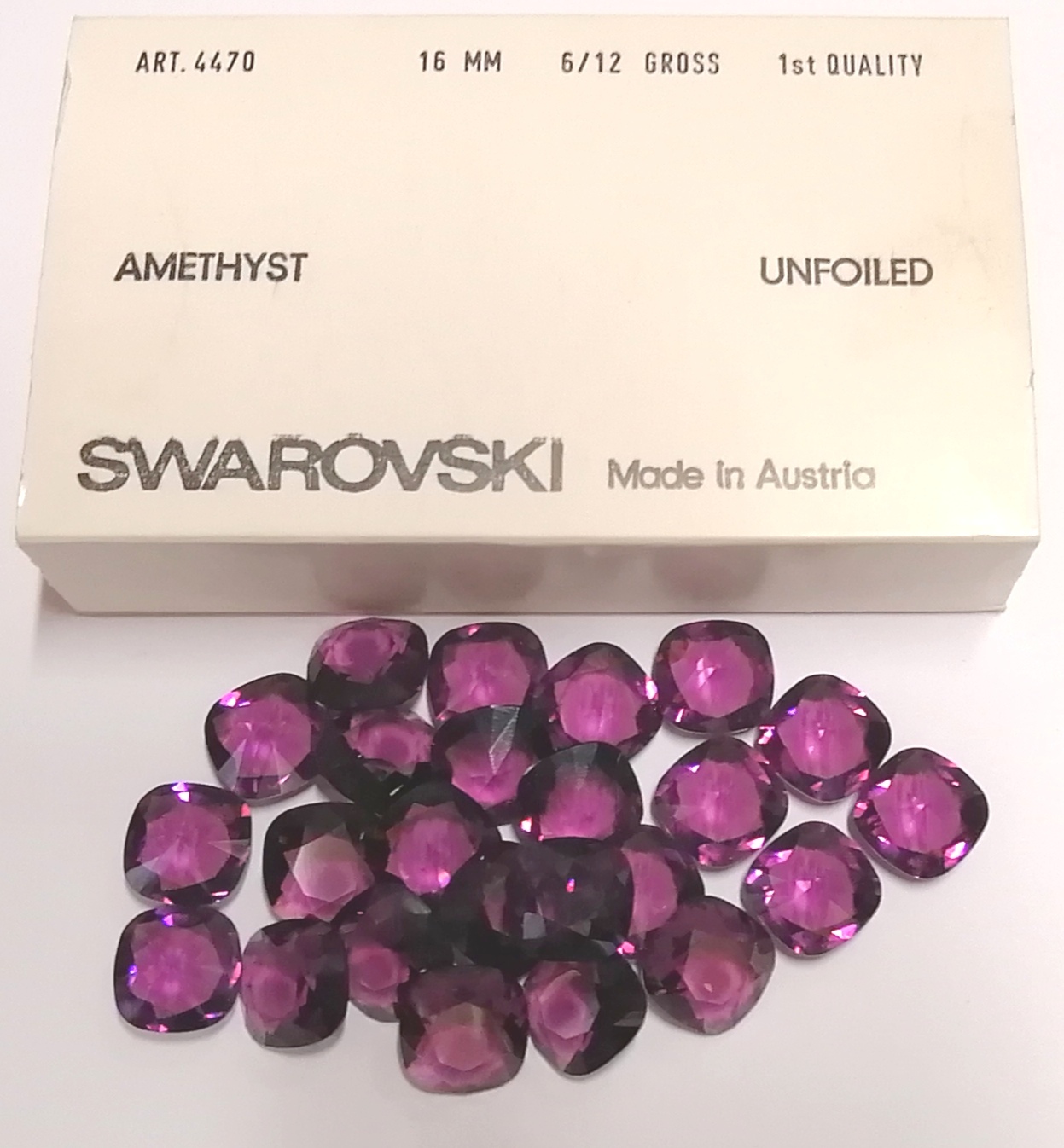 SWAROVSKI STONES - ART 4470 16MM AMETHYST UNFOILED STONES - 72 PIECES ...