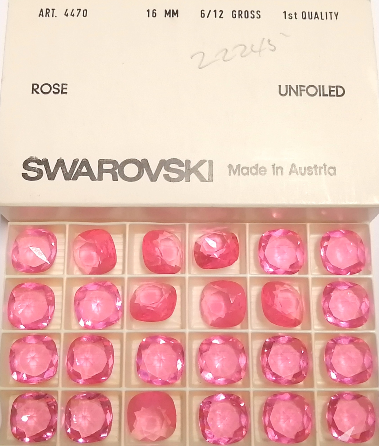 SWAROVSKI STONES - ART 4470 16MM ROSE UNFOILED STONES - 72 PIECES ...