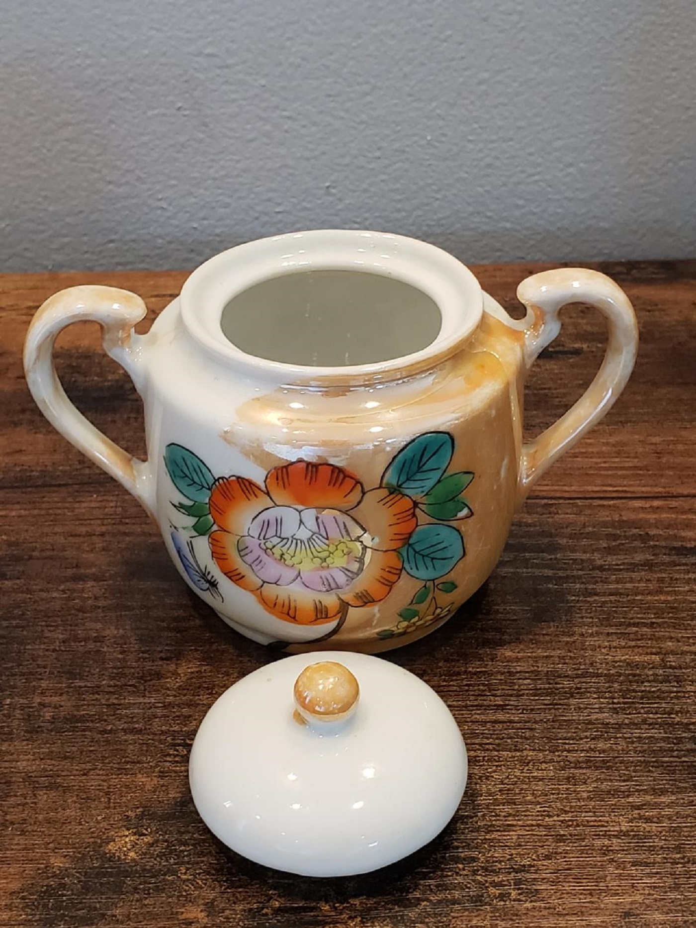 VTG Hand Painted Lustre Porcelain Sugar Bowl and Creamer-Japan ...