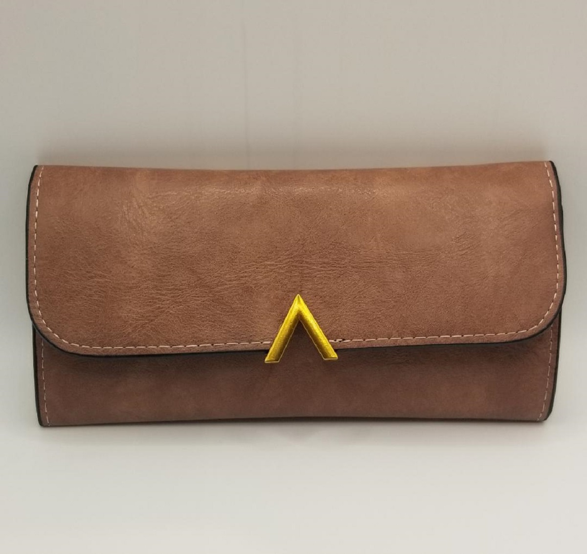 Metal Decor Tri-Fold Long Wallet - Brown | Property Room