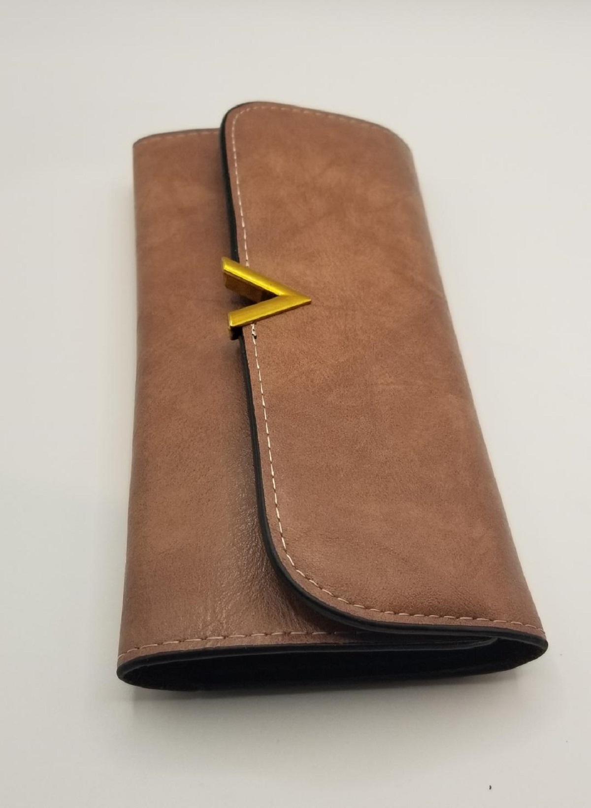 Metal Decor Tri-Fold Long Wallet - Brown | Property Room