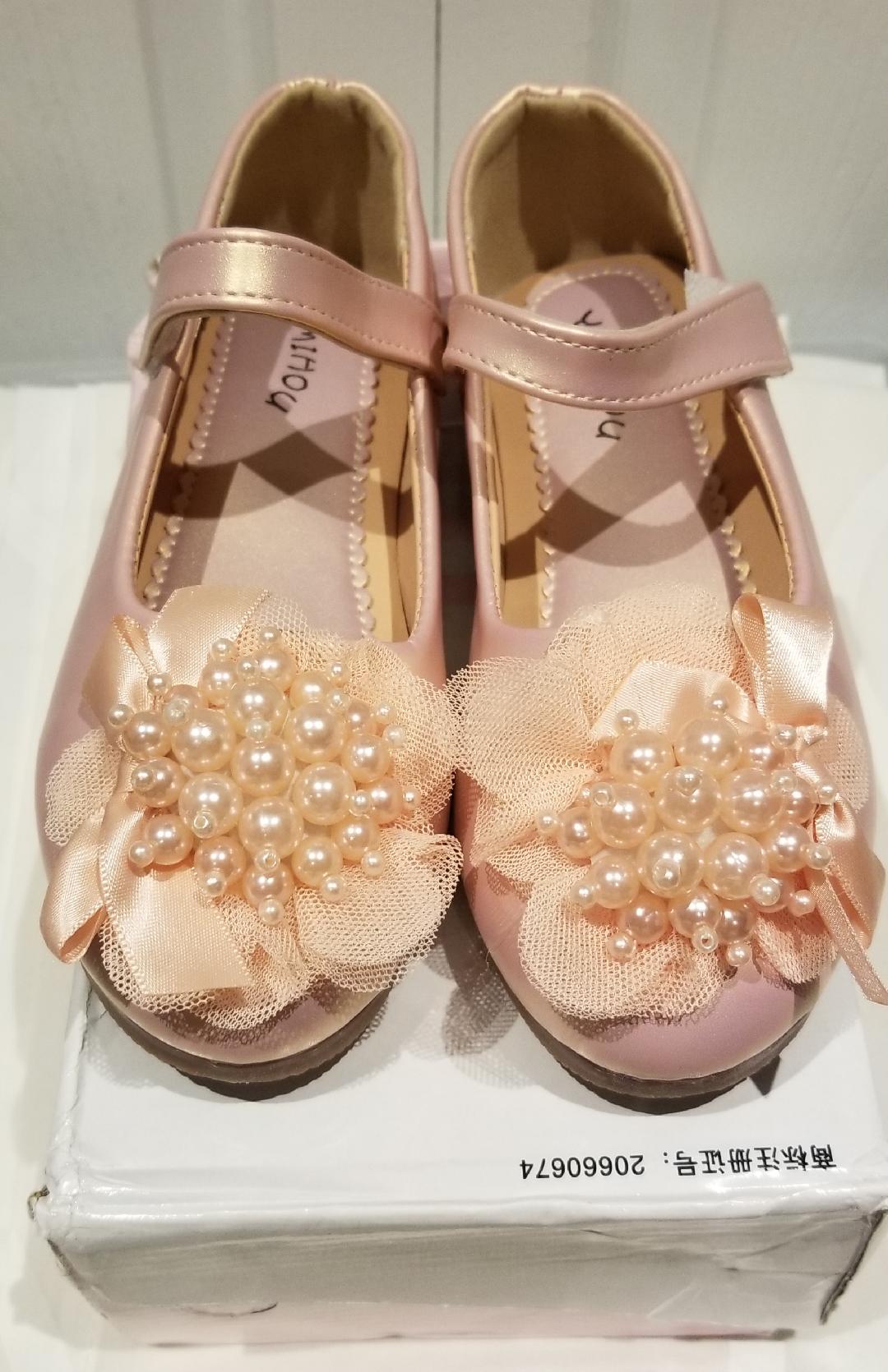 Girls Pink Faux Pearl Decor Flat Shoes Size EUR33 (6-10 Y/O Girls ...