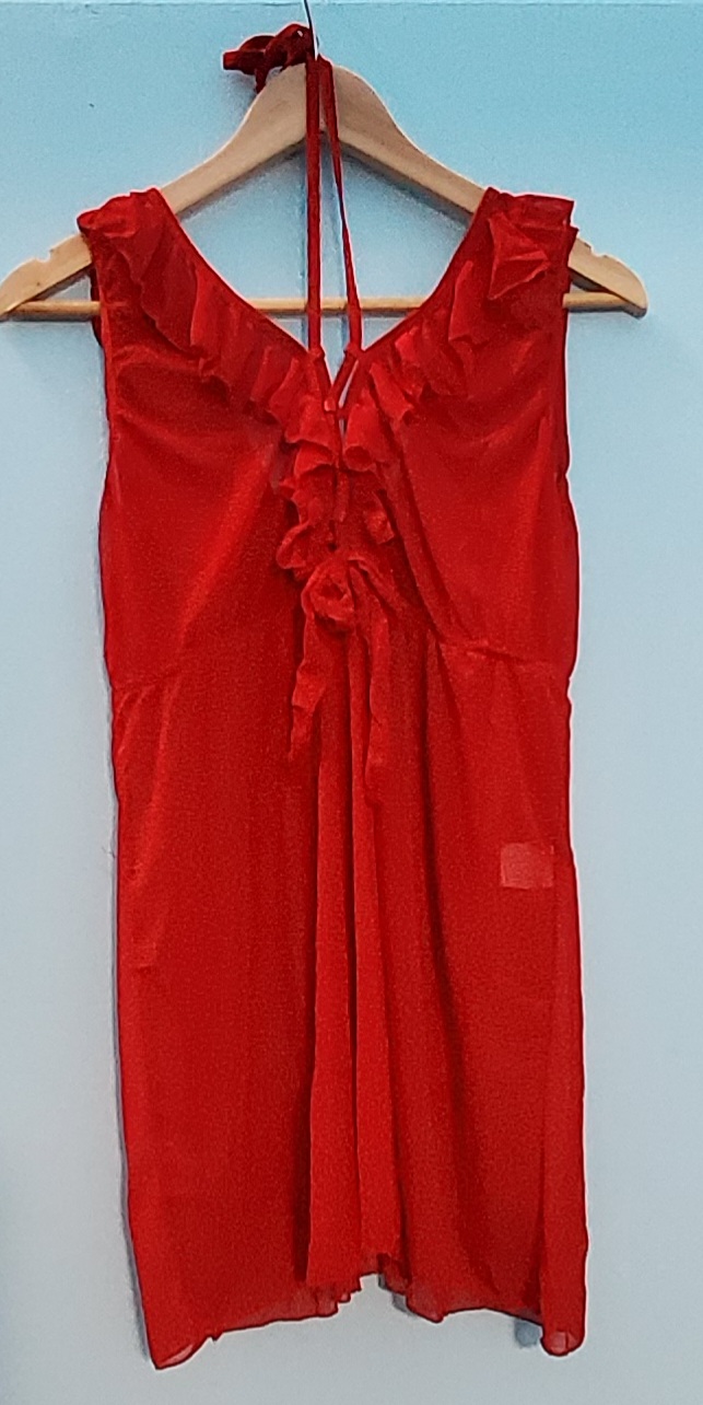 New, Women Ruffle See Through Lingerie Top, Size Large | Property Room