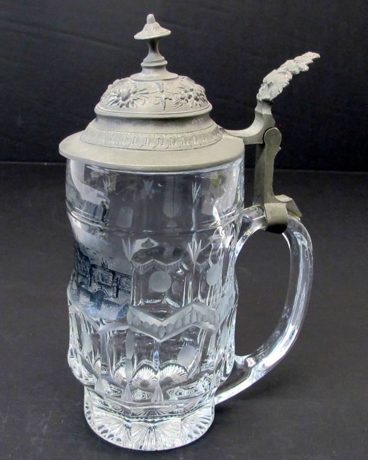 Vintage Crystal Beer Stein/Tankard with Pewter Lid | Property Room