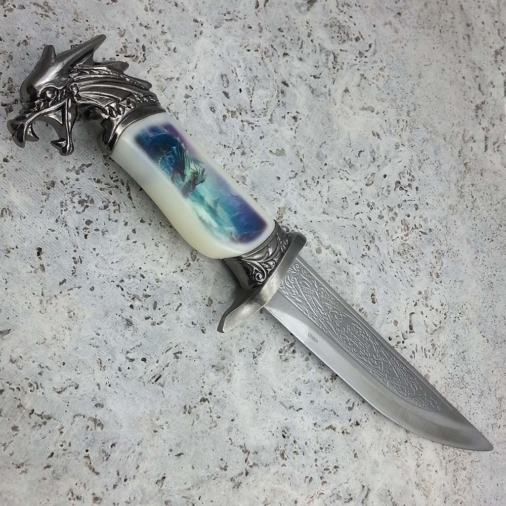 12" Dragon Head Dagger Hunting Knife W/ Dragon Sheath | Property Room