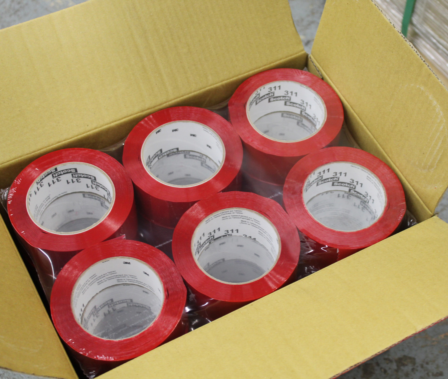 6 Rolls of 3M Red Box Sealing Tape - Heavy Duty | Property Room