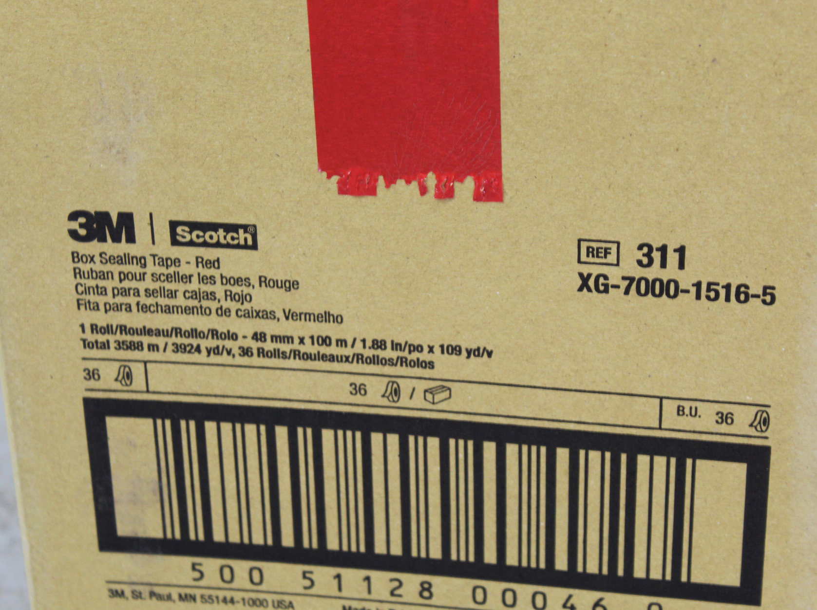 6 Rolls of 3M Red Box Sealing Tape - Heavy Duty | Property Room