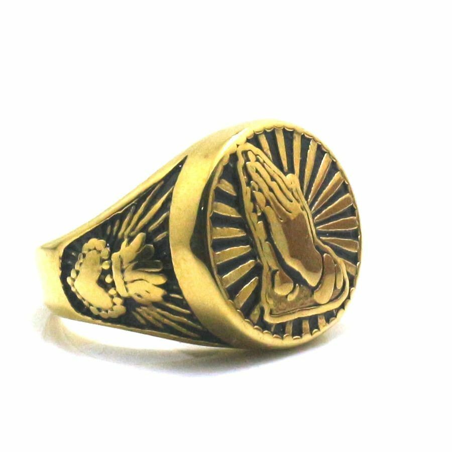 Men`s Stainless Steel Religious Praying Hands Ring Size 12 | Property Room
