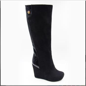Boots: Women's Black Suede Wedge Boots by Dusaka Sz 8 1/2 - Retail $180 ...