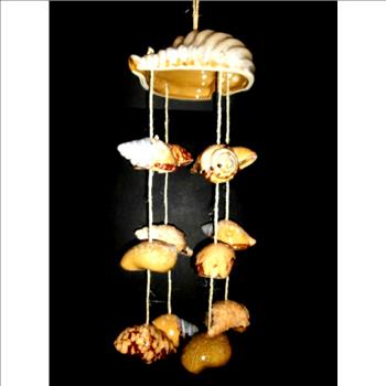 Hand Painted Porcelain Conch & Sea Shells Wind Chime | Property Room