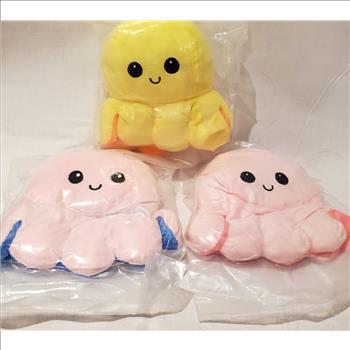 Pack of Three Reversable Stuffed Toy Octopuses | Property Room