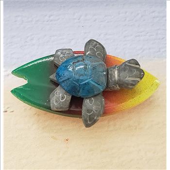Hand Crafted Marble Stone Surfing Sea Turtle Figurine, Small | Property ...