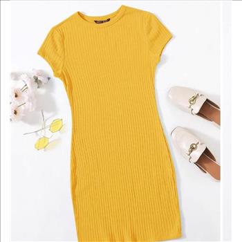 Solid RIB-Knit Dress Size-L | Property Room