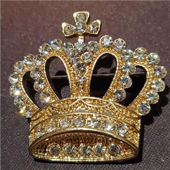Queen Crown Brooch Gold Plated Diamante Pin | Property Room