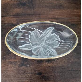 VTG Mikasa Studio Nova Crystal Frosted Iris Oval Dish | Property Room