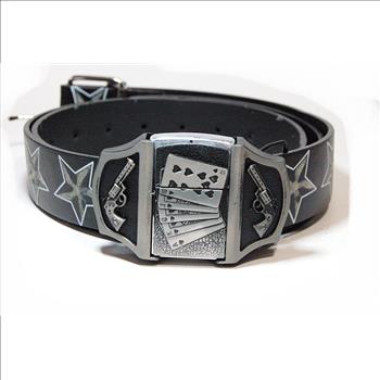 Playing Cards Belt Buckle - Zippo Style Lighter - with Belt - Size 42 ...