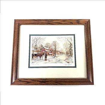 Peter Robson Framed Water Color - The Miller's Team | Property Room