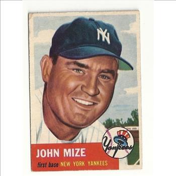 JOHN MIZE 1953 TOPPS '53 Major League Baseball Card #77 EX New York ...