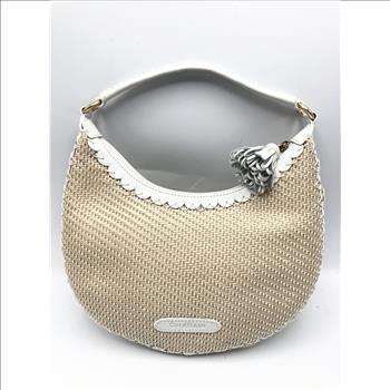 Cole Haan White Leather Trim /Straw Woven Hobo Bag | Property Room